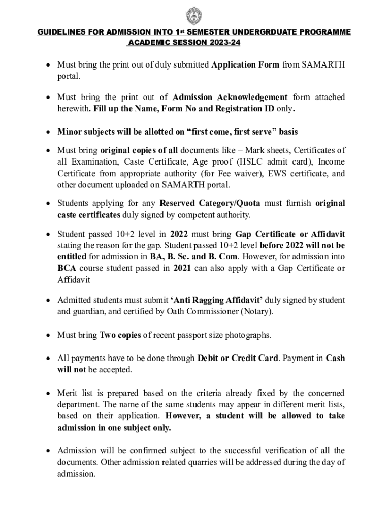 Fillable Online Must bring the print out of duly submitted Application ...