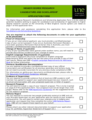 HDR Candidature and Scholarship Application Doc Template | pdfFiller