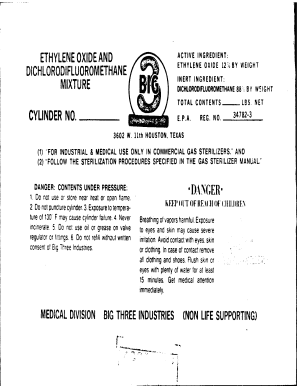 Fillable Online U.S. EPA, Pesticide Product Label, ETHYLENE OXIDE AND ...