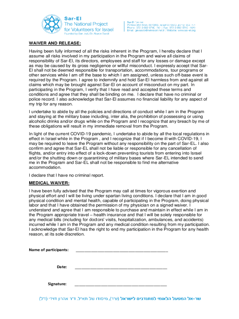 Fillable Online waiver of liability, release, and indemnity agreement ...