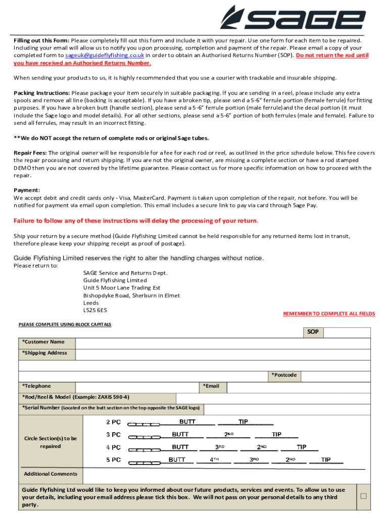 Fillable Online Set Up a Repair Fax Email Print - pdfFiller