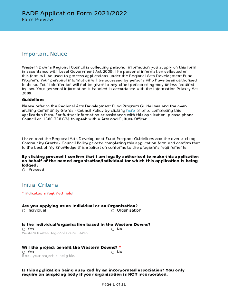 Fillable Online 2021- 2022 RADF Project and Activity Application Form Fax Email Print - pdfFiller