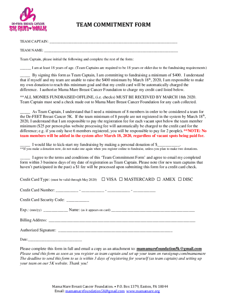 Fillable Online TEAM COMMITMENT FORM - cloudfront.net Fax Email Print - pdfFiller