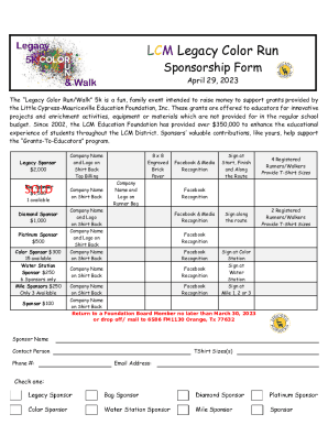 Fillable Online LCM Legacy Color Run - Sponsorship Form - cloudfront ...