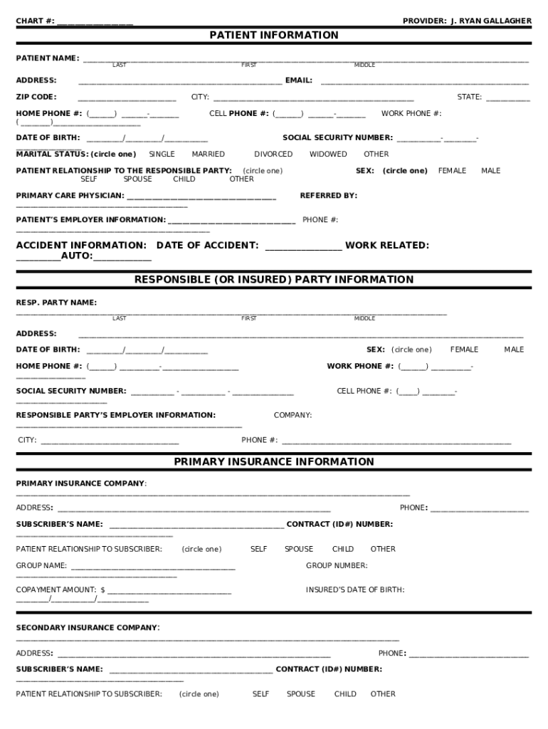 CHART #: PROVIDER:J Doc Template | pdfFiller