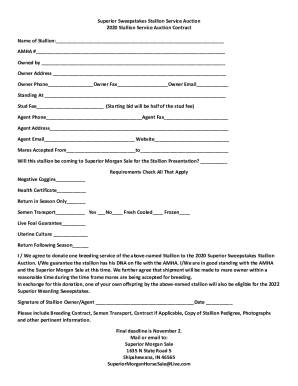 Fillable Online Breeding Contract - Stallion Service Auction - Studylib ...