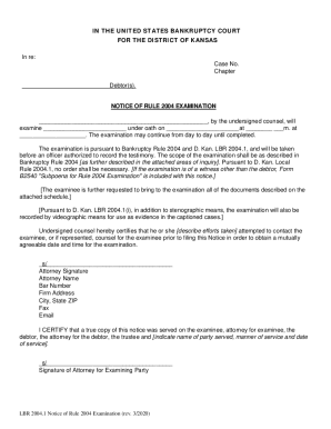 Fillable Online Bankruptcy, Sample Discovery - Rule 2004 Motion (D. Del ...