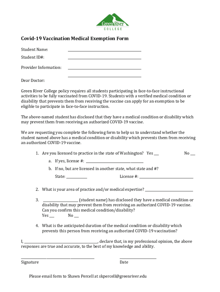 Fillable Online Student Request for Medical Exemption from Vaccination ...