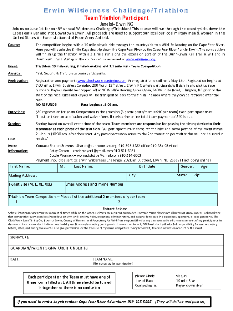 Fillable Online Team Triathlon Participant - cloudfront.net Fax Email ...