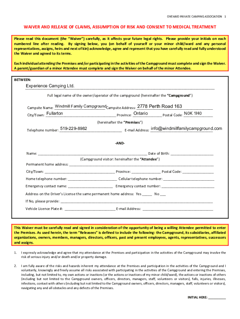 Fillable Online waiver and release of claims, assumption of risk and consent ... Fax Email Print ...