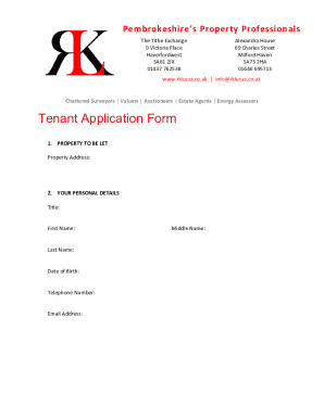 Fillable Online Tenant Application form - blank Fax Email Print - pdfFiller