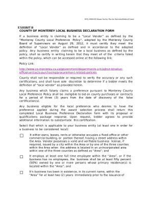 Exhibit BLocal Business Declaration Doc Template | pdfFiller