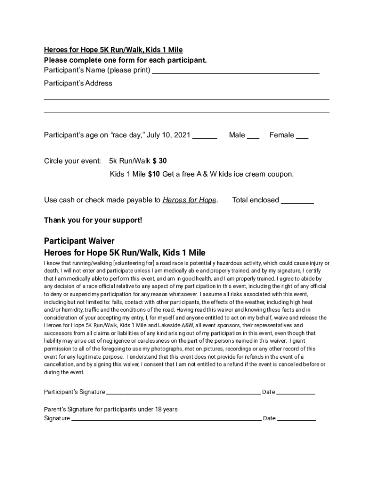 Fillable Online Race Day Registration Form Fax Email Print - pdfFiller