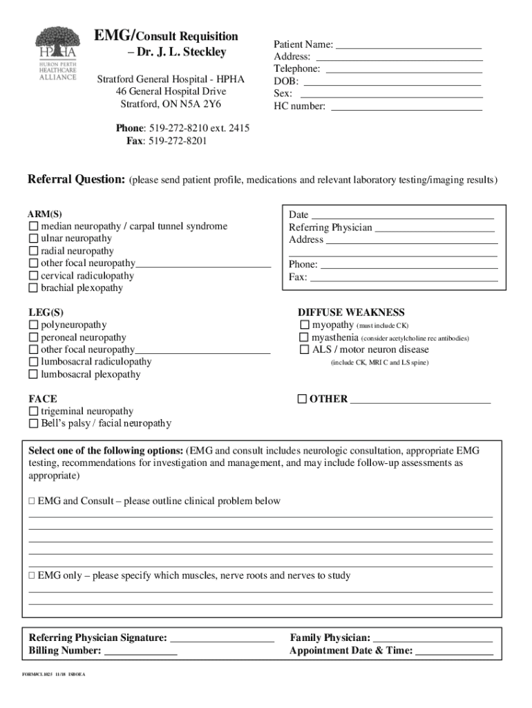 Fillable Online Grand River Hospital EMG/Consult Requisition Fax Email ...
