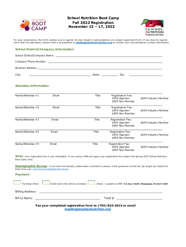 Fillable Online School Nutrition Boot Camp Fax Email Print - pdfFiller
