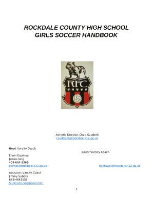 rockdale county high school girls soccer handbook Doc Template | pdfFiller