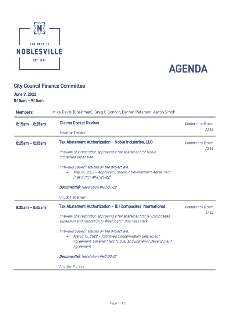 Fillable Online Tax Abatement Authorization Noble Industries, LLC Fax Email Print - pdfFiller