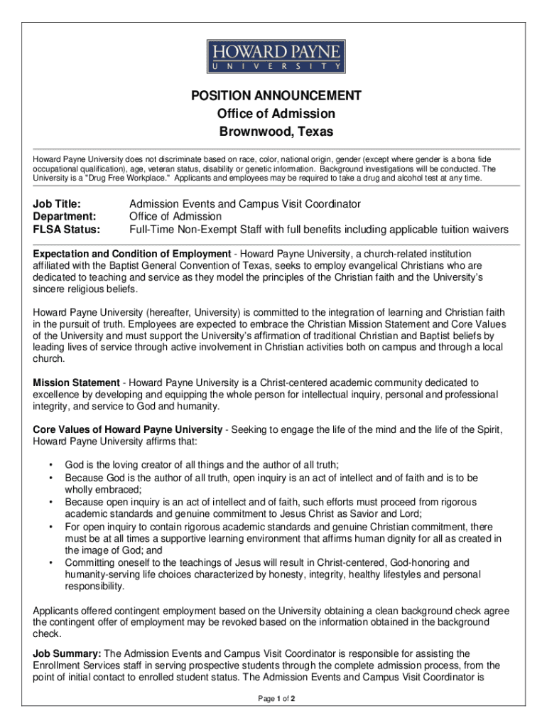 Fillable Online POSITION ANNOUNCEMENT Payroll and Human ... Fax Email ...