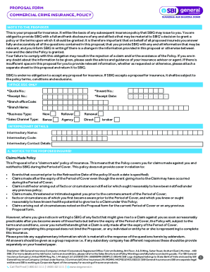 Fillable Online proposal form commercial crime insurance, policy Fax ...