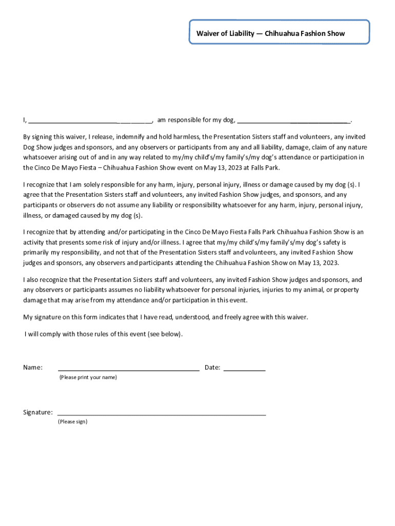 Fillable Online hereby release, waive, indemnify, and hold harmless ...