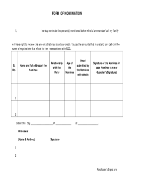 Fillable Online Central Form F - Nomination for Gratuity Fax Email ...