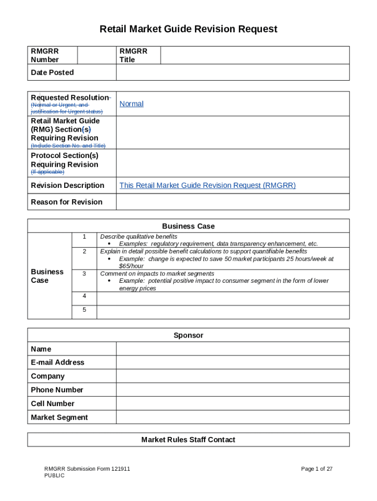 Retail Market Guide Revision Request Doc Template | pdfFiller