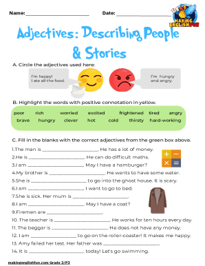 Fillable Online Grade-3-Adjectives-Worksheets.pdf Fax Email Print ...