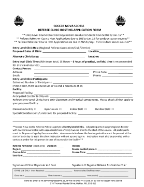 Fillable Online Referee Clinic Hosting Application Form Fax Email Print ...