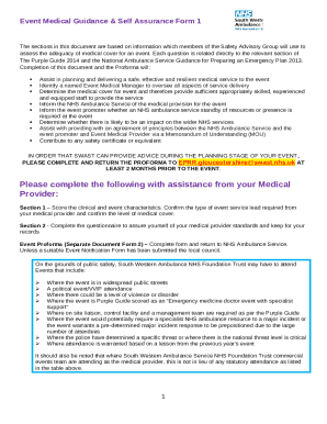 SWAST Event Medical Assurance Process Doc Template | pdfFiller