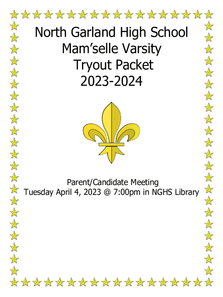 Fillable Online 23-24 North Garland HS Drill Team Tryout Packet Fax ...