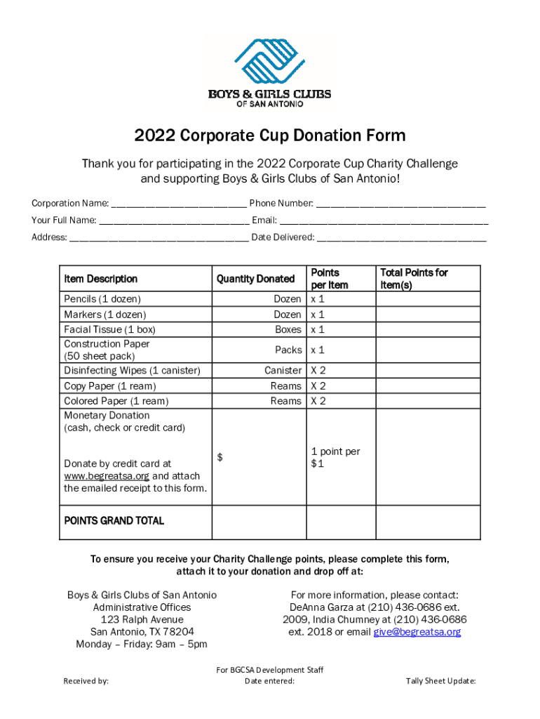 Fillable Online 2024 San Antonio Sports Corporate Cup presented by ...