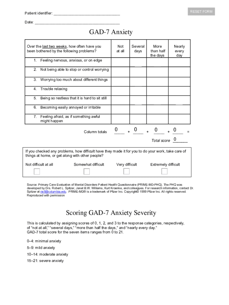 Fillable Online Using Generalized Anxiety Disorder-2 (GAD-2) and GAD-7 ...
