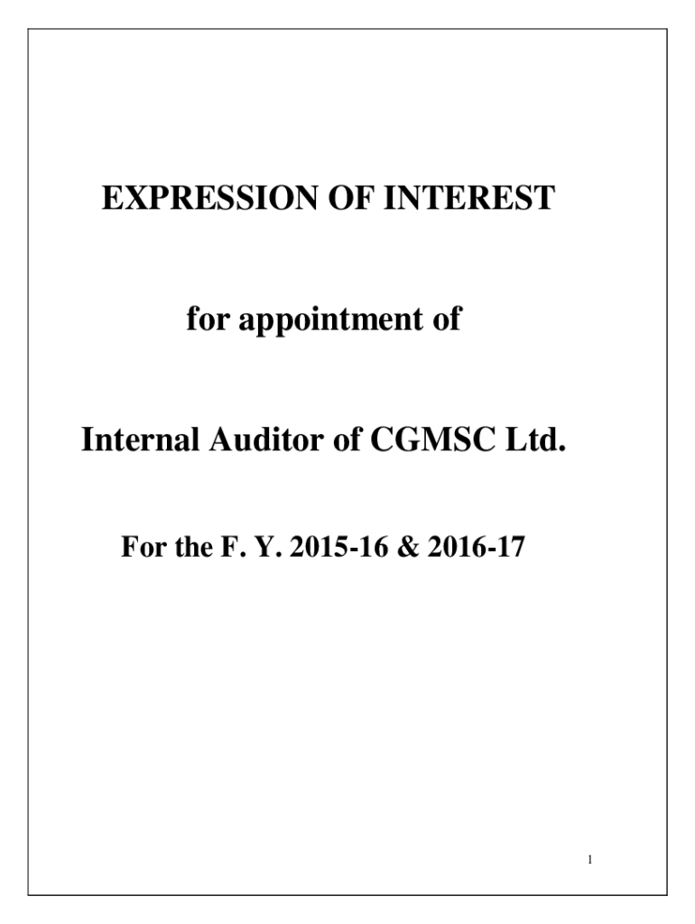 Fillable Online EXPRESSION OF INTEREST for appointment of Internal ... Fax Email Print - pdfFiller