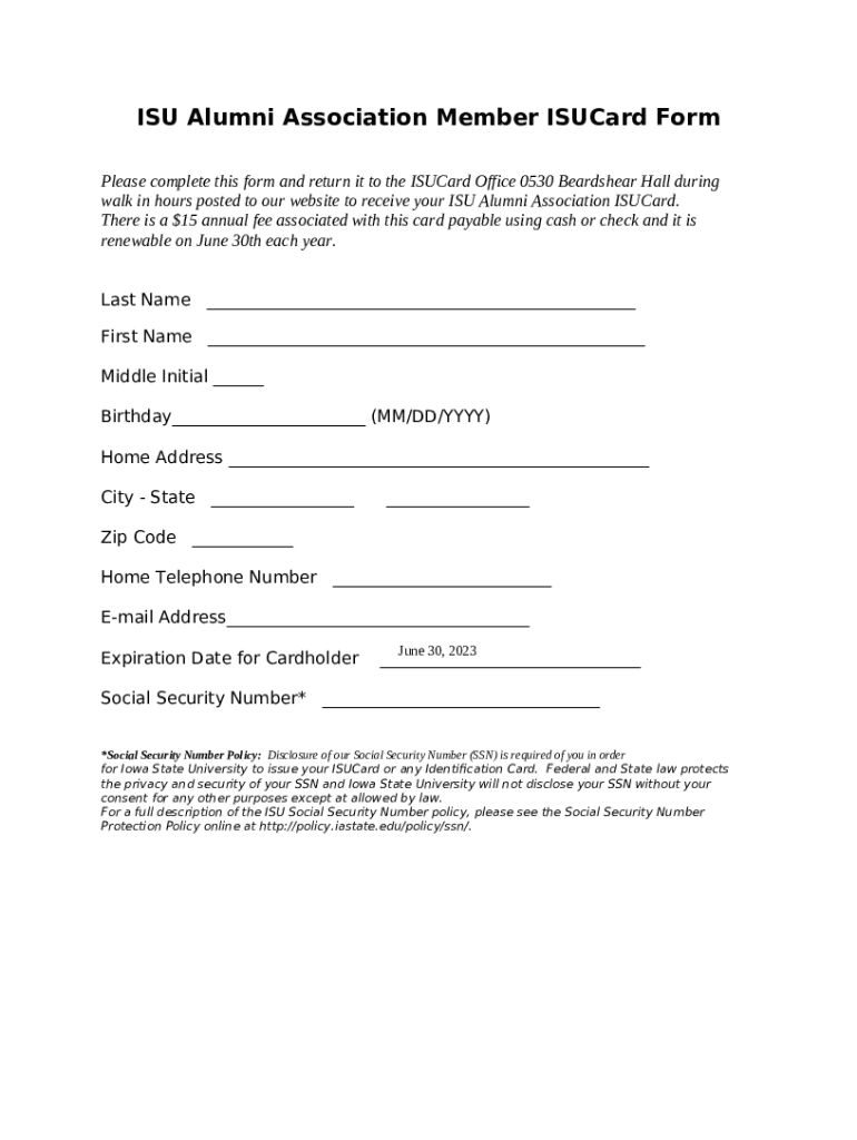 ISU Card Office - Iowa State University Doc Template | pdfFiller