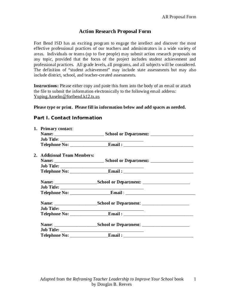 Action Research Proposal Doc Template | pdfFiller