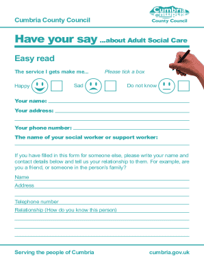 Fillable Online Have Your Say about Adult Social Care Form Easy Read ...