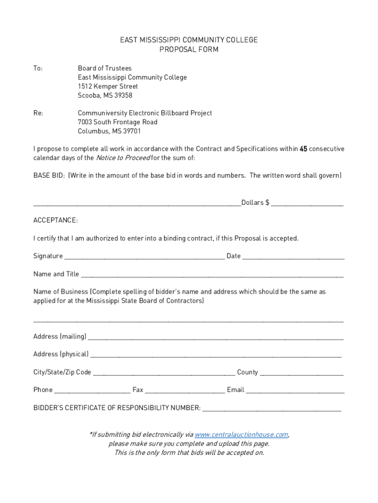 Fillable Online East Mississippi Community College Baseball Field Turf ...