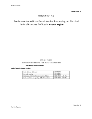 Fillable Online Tender Notice Tenders are invited from Electric Auditor ...