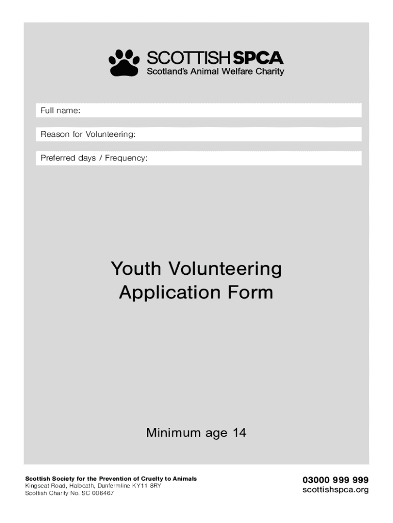 Fillable Online Youth Volunteering Application Form Fax Email Print ...