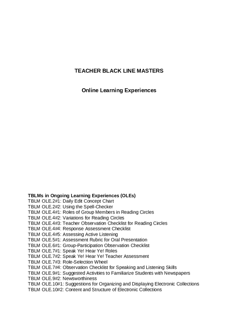 TEACHER BLACK LINE MASTERS Doc Template | pdfFiller