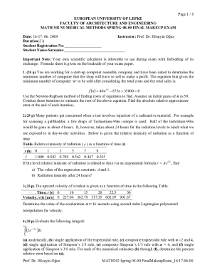 Fillable Online "Comparison of Final Examination Formats in a Numerical ...