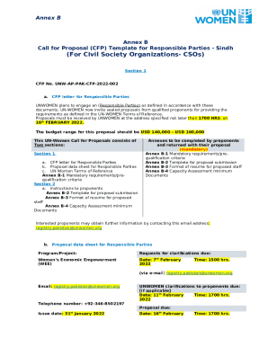Annex B Call For Proposals (CFP) Template for ... Doc Template | pdfFiller