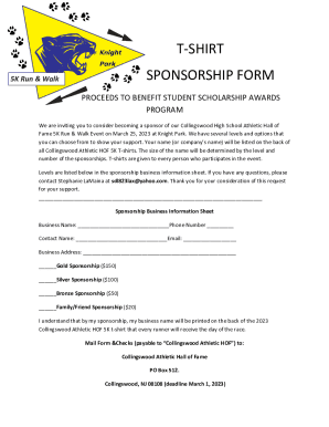 Fillable Online T-SHIRT SPONSORSHIP FORM - cloudfront.net Fax Email ...