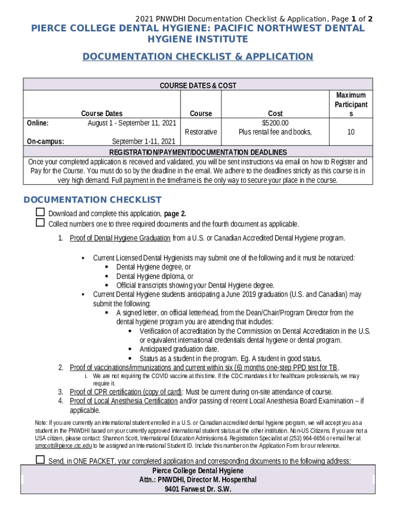DOCUMENTATION CHECKLIST & APPLICATION Doc Template | pdfFiller