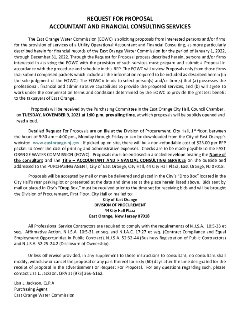 Fillable Online REQUEST FOR PROPOSAL ACCOUNTANT AND ... Fax Email Print ...