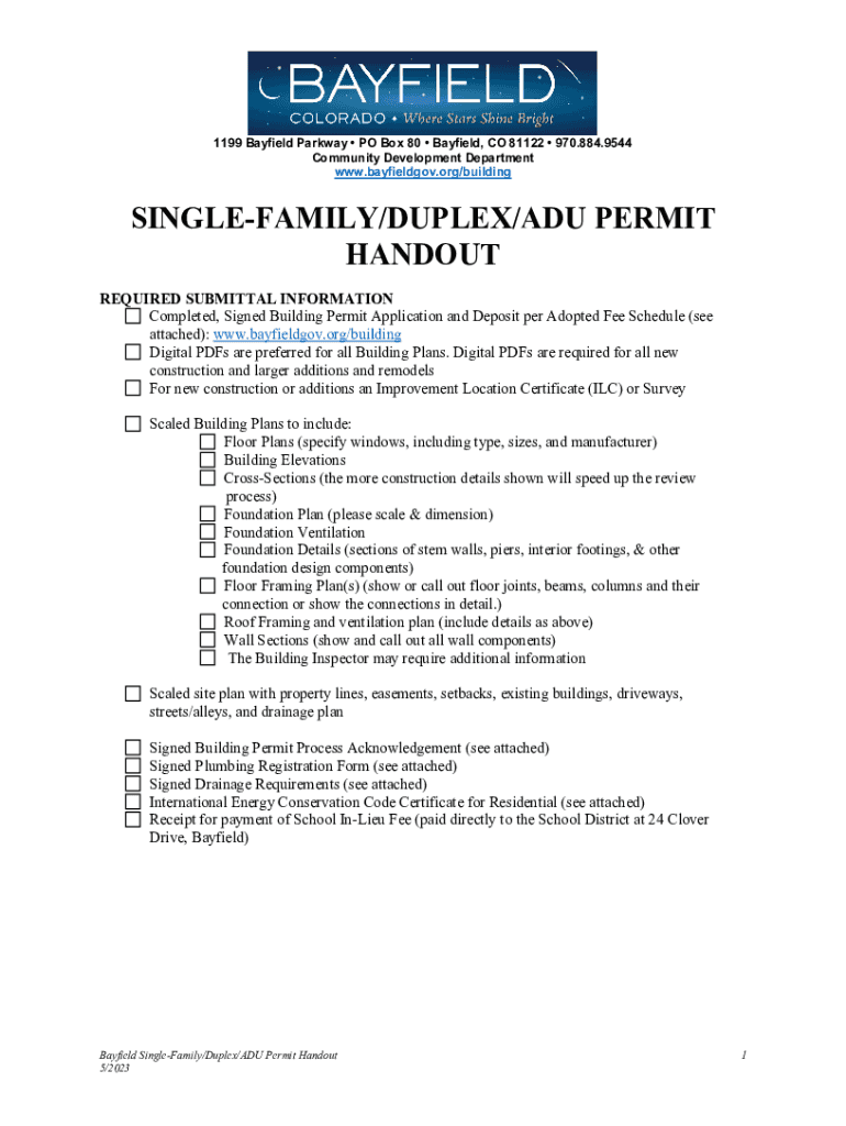Fillable Online TOWN OF BAYFIELD BUILDING PERMIT APPLICATION Fax Email ...