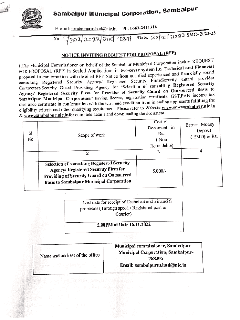 Fillable Online Notice inviting Request for Proposal(RFP) for selection of ... Fax Email Print ...