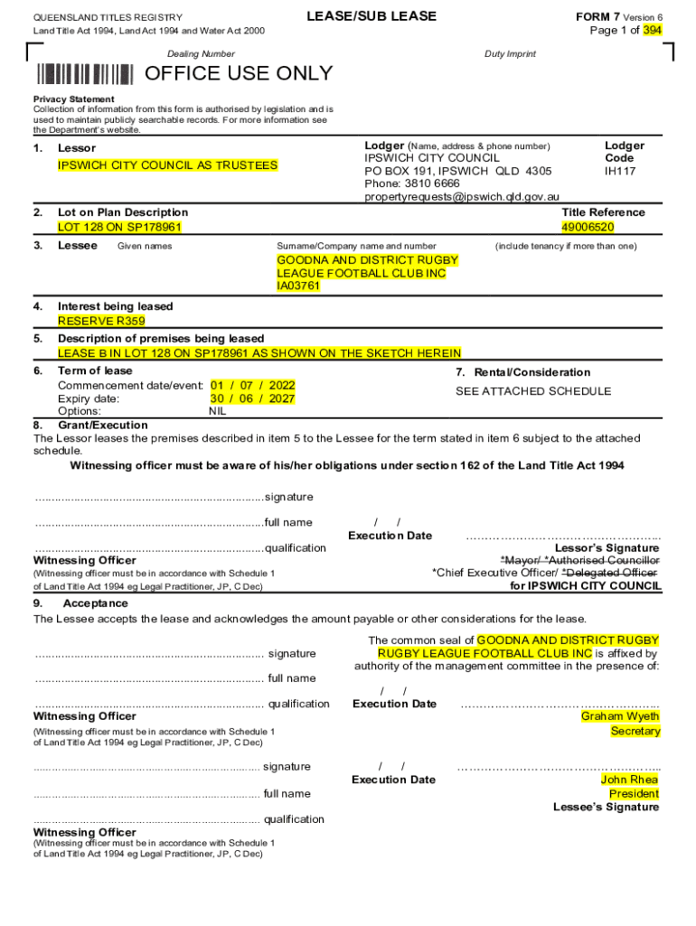 Fillable Online Form 7 lease Fax Email Print - pdfFiller