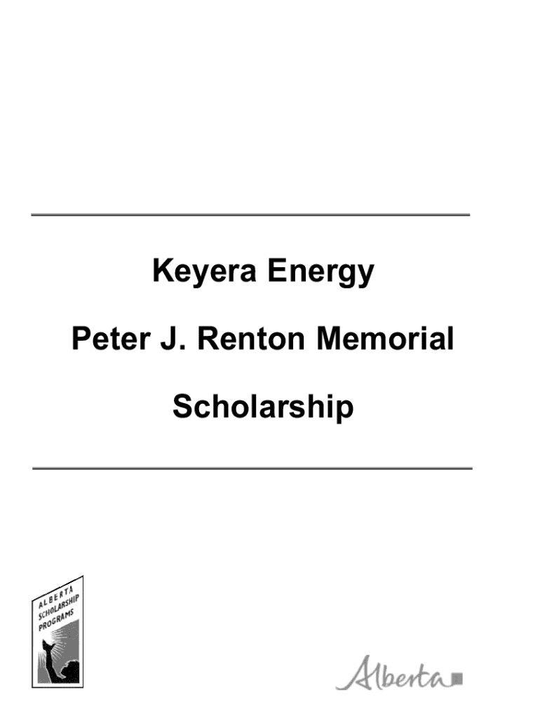 Fillable Online Keyera Energy - Peter J. Renton Memorial Scholarship ...