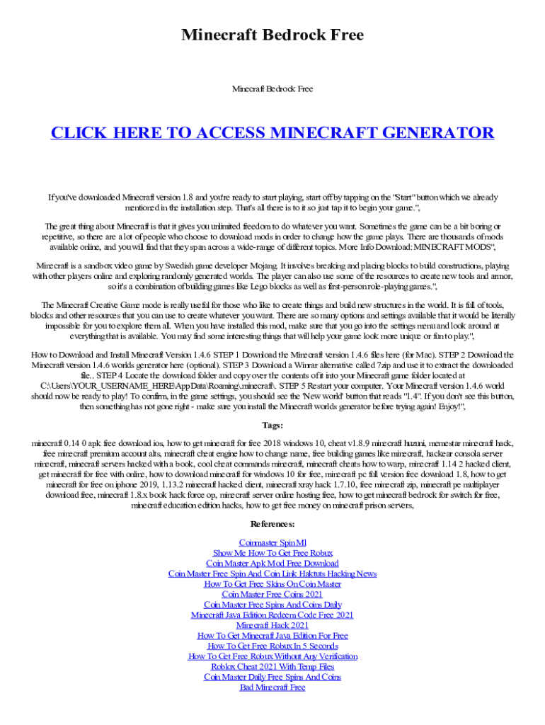 Fillable Online Java & Bedrock Edition for PC is out on June 7 Fax ...